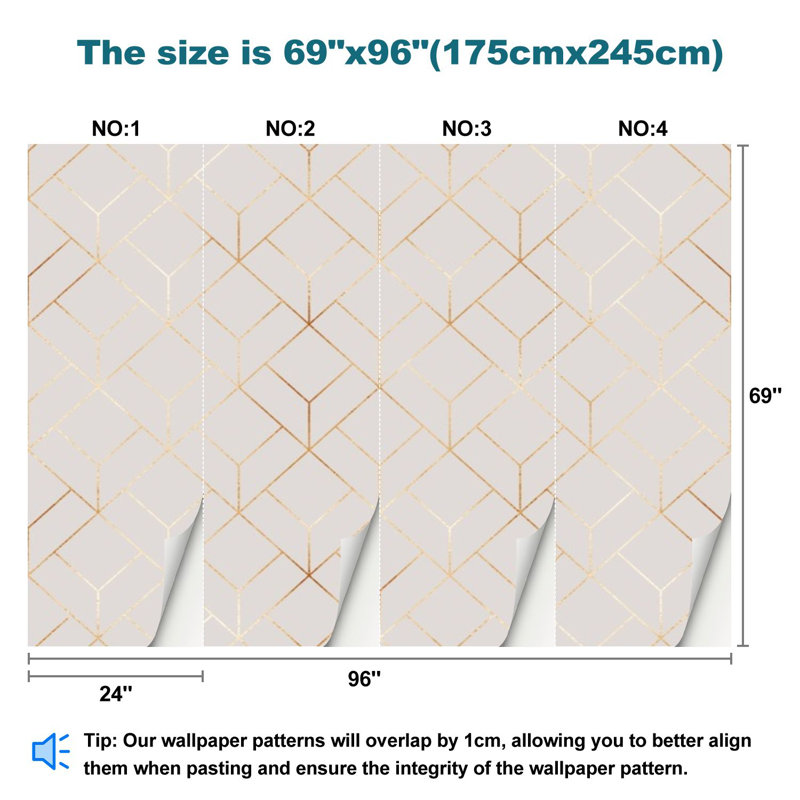 Mercer41 Peel and Stick Canvas Wallpaper Wall Mural Elegant gold ...